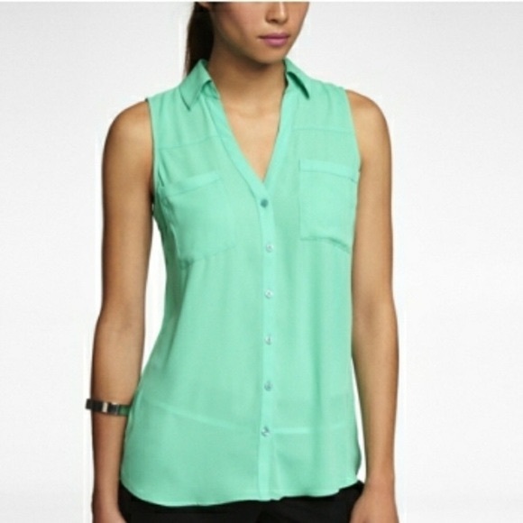 Express | Tops | Express Mint Green Sleeveless Portofino Lace Top ...